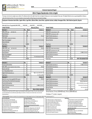 Fillable Online 2016-17 Degree Map-Bachelor of Arts in English Fax ...