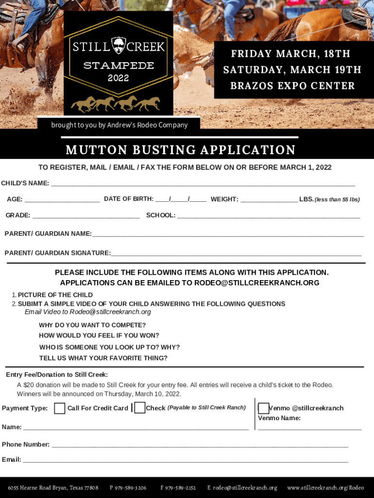 Fillable Online mutton busting application Fax Email Print - pdfFiller