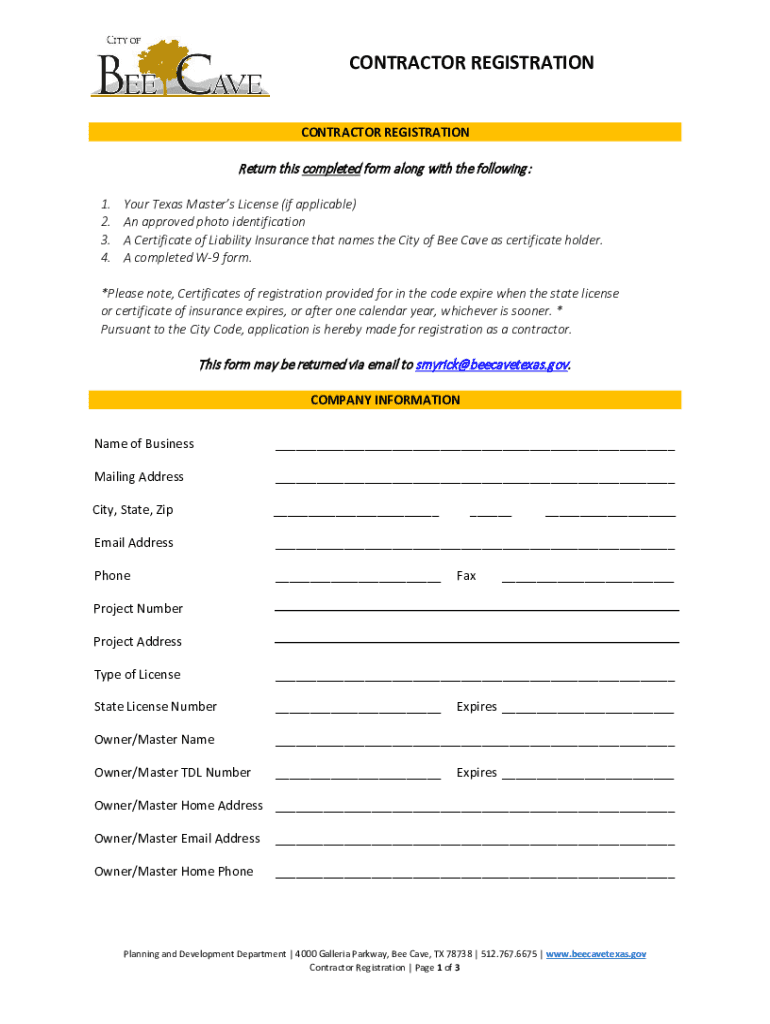 Fillable Online initial contractor registration form notice Fax Email Print - pdfFiller
