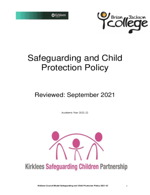 Fillable Online Kirklees Council Model Safeguarding and Child Protection Policy 2021-22 Fax ...