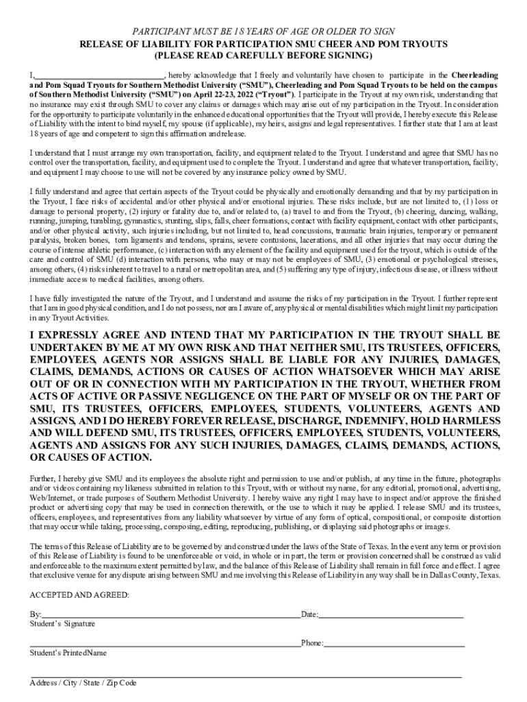 Fillable Online participant release and waiver form - National ... Fax ...