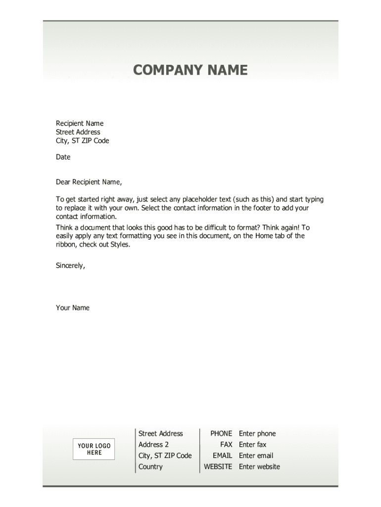 Fillable Online Marketing Letter Template - COMPANY NAME Recipient ...