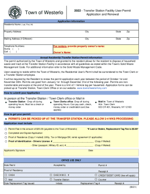 Fillable Online Application for Transfer Station Permit-Resident Fax ...