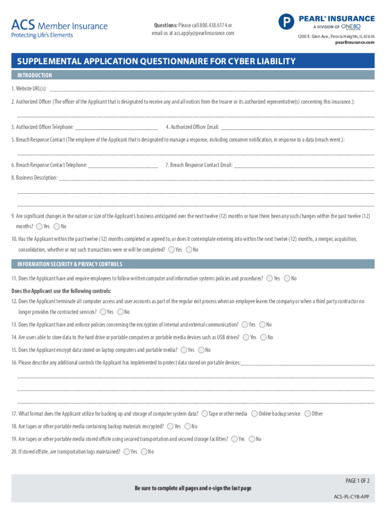 Fillable Online SUPPLEMENTAL APPLICATION QUESTIONNAIRE FOR ... Fax Email Print - pdfFiller