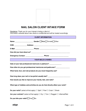 Fillable Online Nail Technician Client Consultation Form Template Fax ...