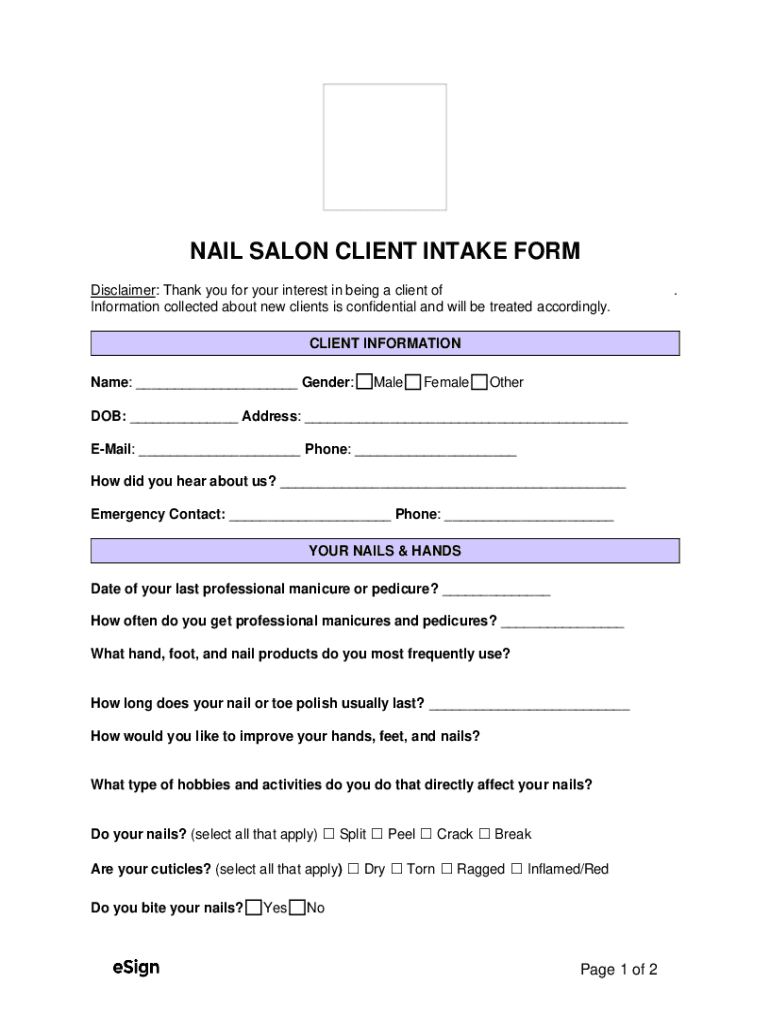 Fillable Online Nail Technician Client Consultation Form Template Fax ...