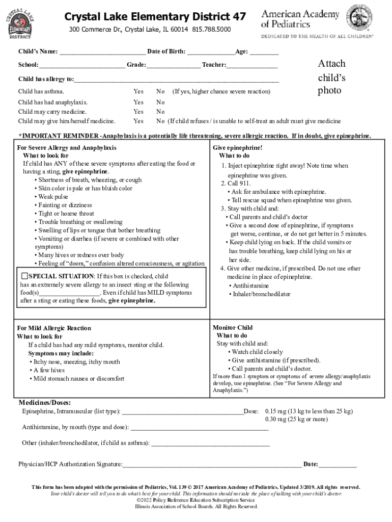 Fillable Online New-Allergy and Anaphylaxis Emergency Plan- Template ...
