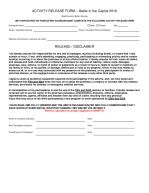 Fillable Online Waiver Activity Release Form Fax Email Print - pdfFiller