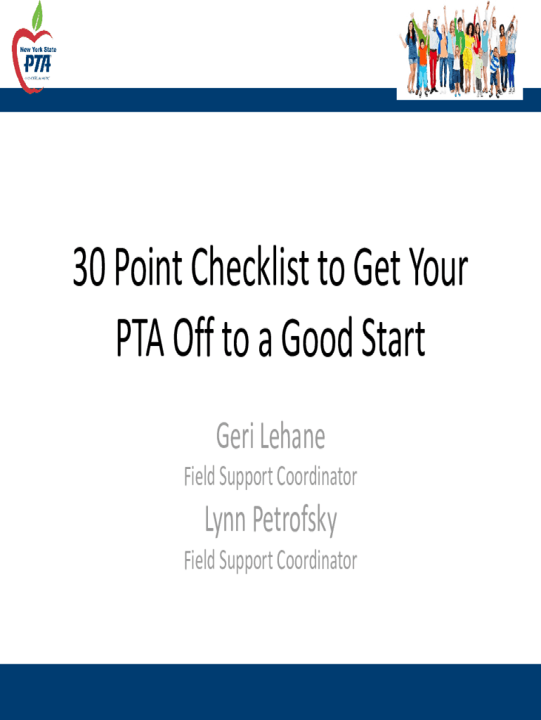 Fillable Online 30 Point Checklist to Get Your PTA Off to a Good Start ...