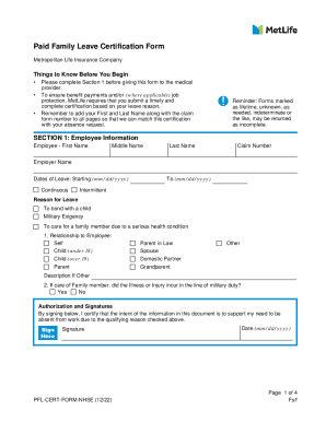 Fillable Online Paid Family & Medical Leave Certification Form Fax ...