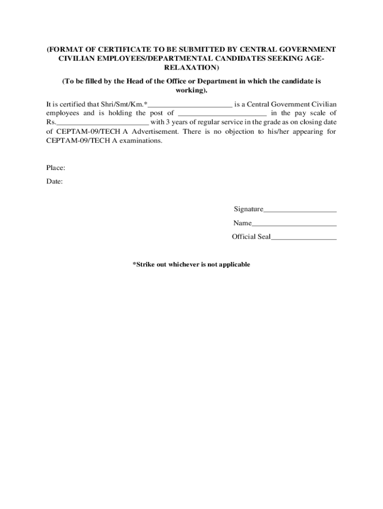 Fillable Online C FORM OF CERTIFICATE TO BE SUBMITTED BY CENTRAL ...