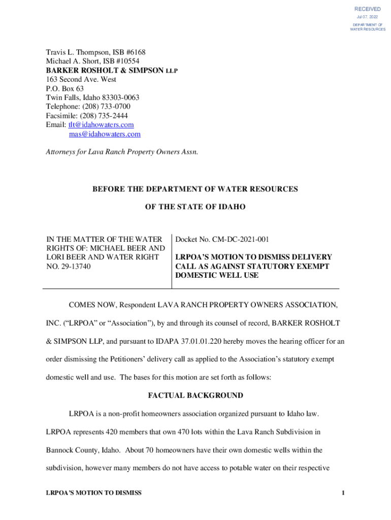 Fillable Online idwr idaho Draft Scientific Basis Report Supplement in ...