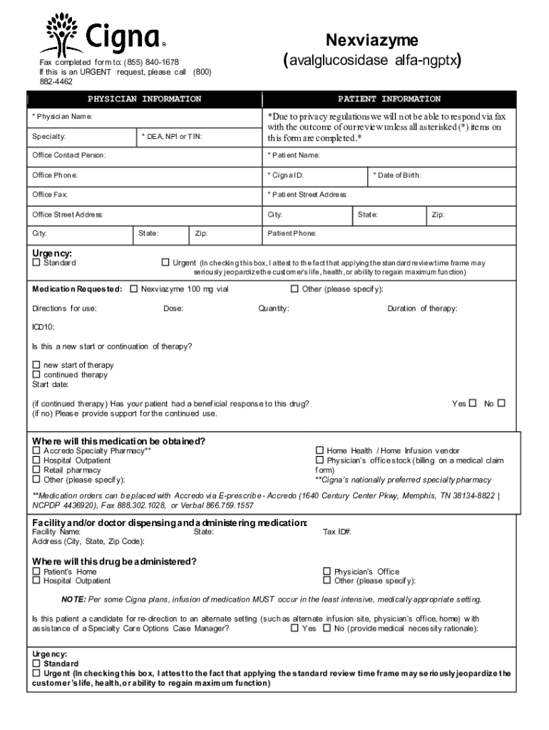 Fillable Online Nexviazyme CCRD Prior Authorization Form. Prior ...