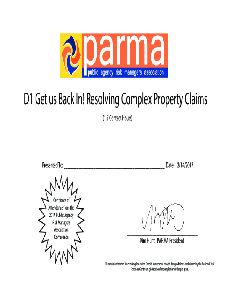 Fillable Online D1 Get us Back In! Resolving Complex Property Claims Fax Email Print - pdfFiller
