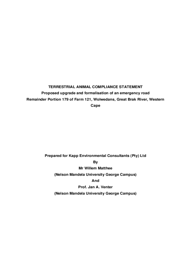 Fillable Online terrestrial animal compliance statement Fax Email Print ...