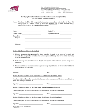 Fillable Online Certifying Form for Submission of Thesis for ...