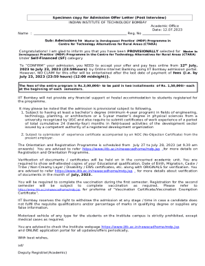 Fillable Online Fillable Online Specimen copy for Admission Offer Letter ... Fax Email Print ...