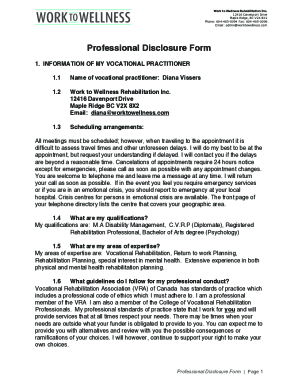 Fillable Online Professional Disclosure Form Fax Email Print - pdfFiller