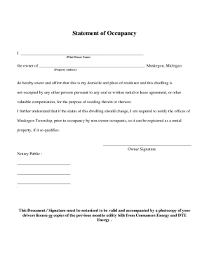 Fillable Online Statement of Occupancy.doc Fax Email Print - pdfFiller