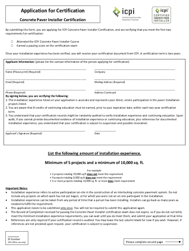 Fillable Online By submitting this form, you are applying for ICPI ...