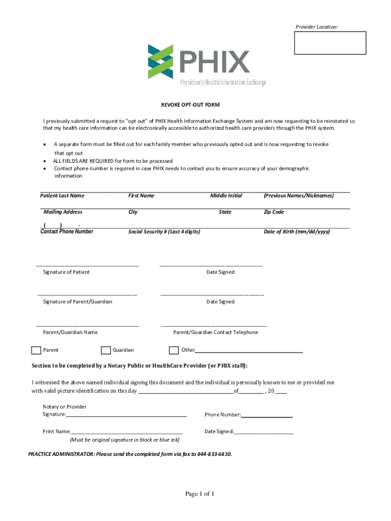 Fillable Online Hies Revocation Of Opt Out Request Form Fax Email Print Pdffiller
