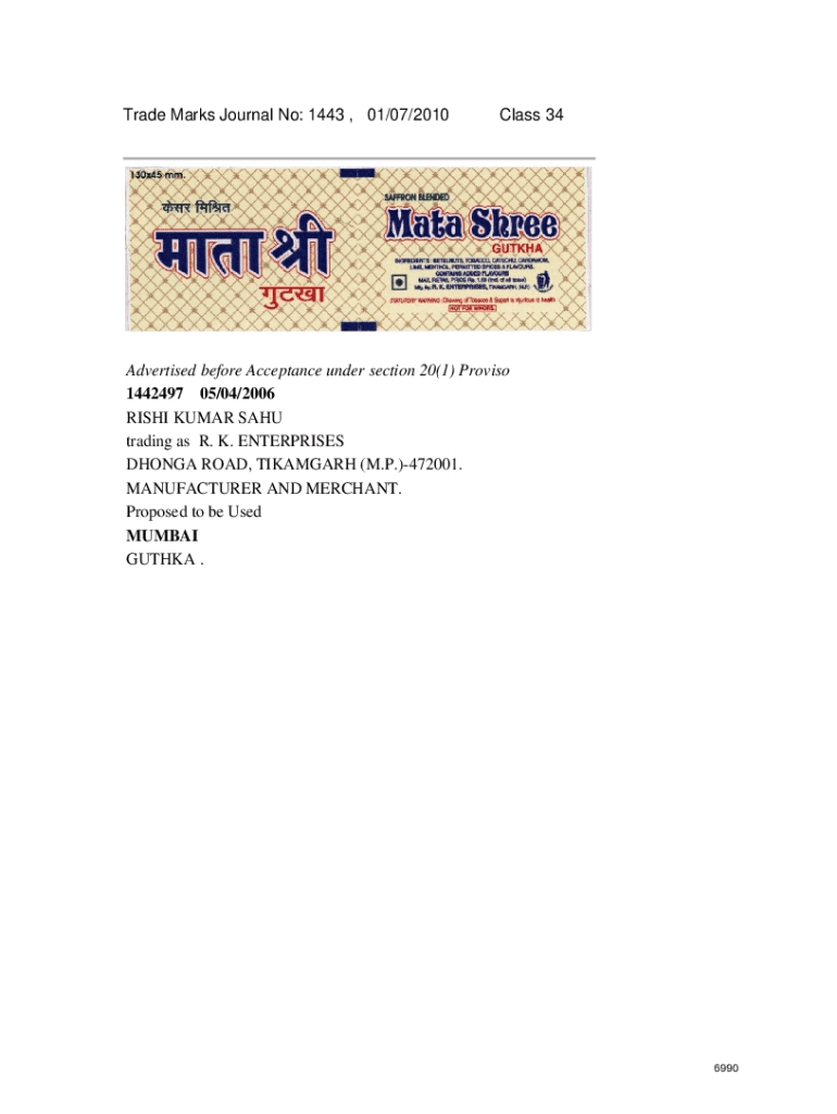 Fillable Online ipindia gov Brief Order A Must For 'Advertisement ...