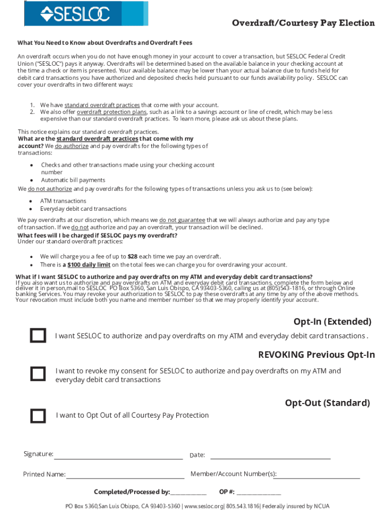 Fillable Online Overdraft protection and courtesy pay Fax Email Print ... Fillable Online Overdraft protection and courtesy pay Fax Email Print ...