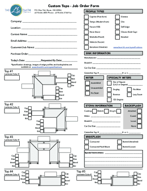 Fillable Online Custom Tops - Job Order Form Fax Email Print - pdfFiller