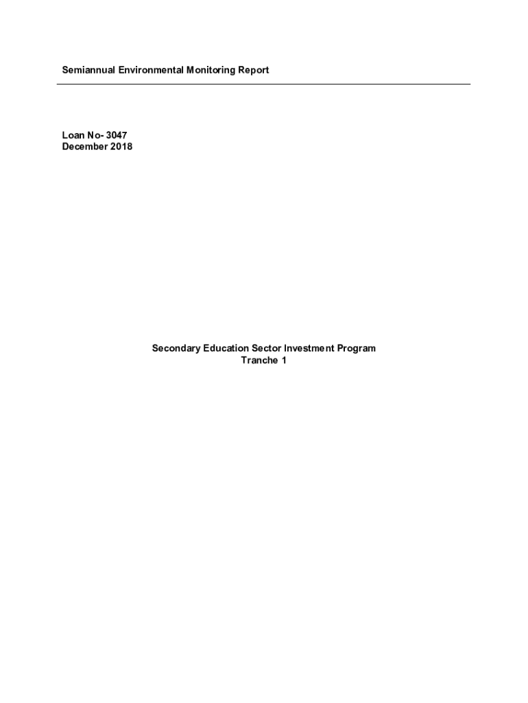 Fillable Online Semi-annual Environmental Safeguard Monitoring Report ...