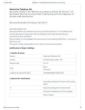 Fillable Online Release according to Article 40, Section 1 of the WpHG ...