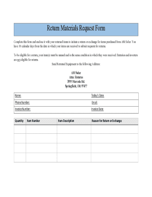 Fillable Online Return Materials Request Form.docx Fax Email Print ...