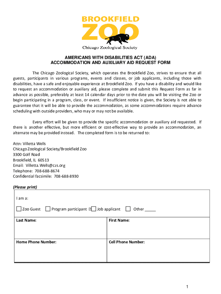 Fillable Online ADA Accommodation Request Form for Guests.dotx Fax ...
