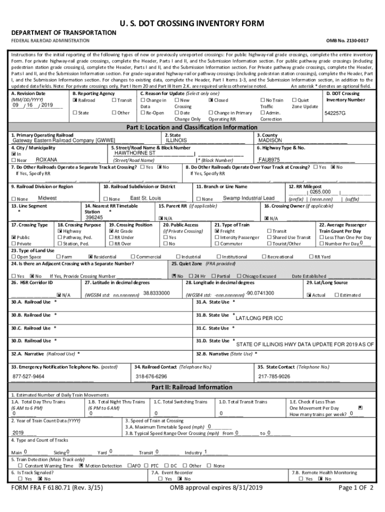 Fillable Online Instructions for Completing the US DOT Crossing ...