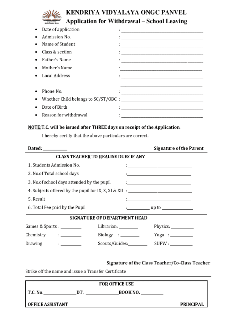Fillable Online application form for non-kv students. ... Fax Email ...
