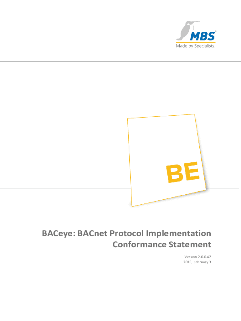 Fillable Online BACeye: BACnet Protocol Implementation Conformance ... Fax Email Print - pdfFiller