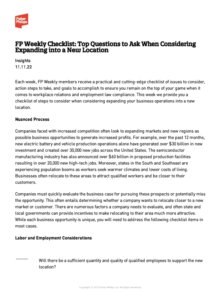 Fillable Online Weekly Checklist: It's Time to Update Your Employee ...
