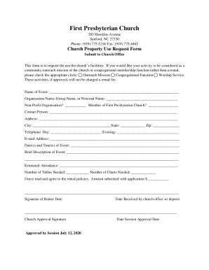 Fillable Online Church Property Use Request Form Fax Email Print ...
