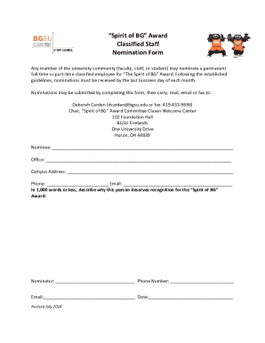 Fillable Online 2023-Classified-Staff-Spirit-of-BG-Award-Nomination ...