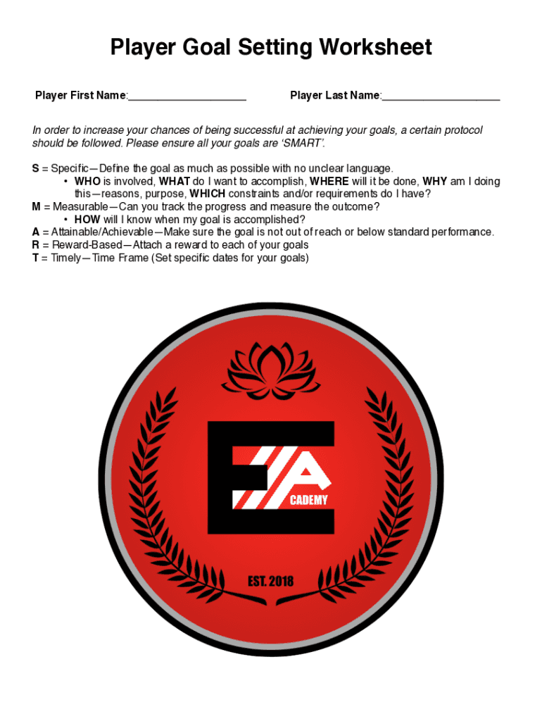 Fillable Online Edge11 Player Goal Setting Worksheet Fax Email Print ...