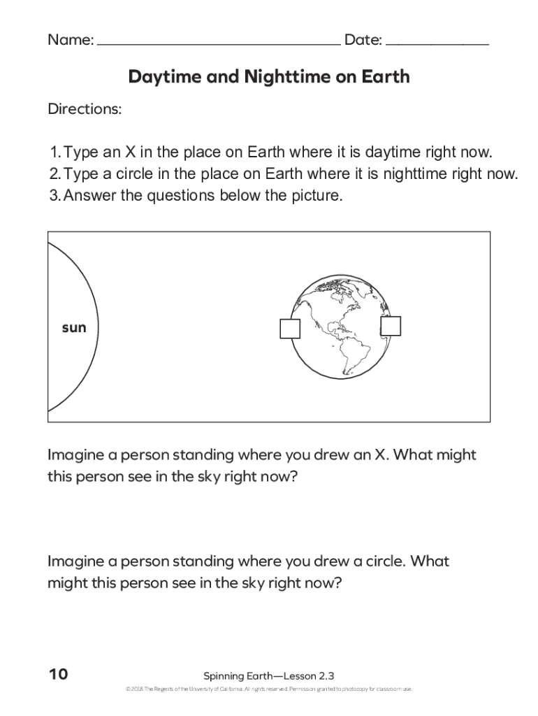 Fillable Online Science Learning Packet Grade 1 Reader Spinning Earth ...