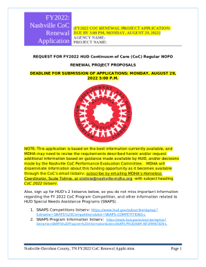 FY2022 CoC Renewal Project Application Doc Template | pdfFiller