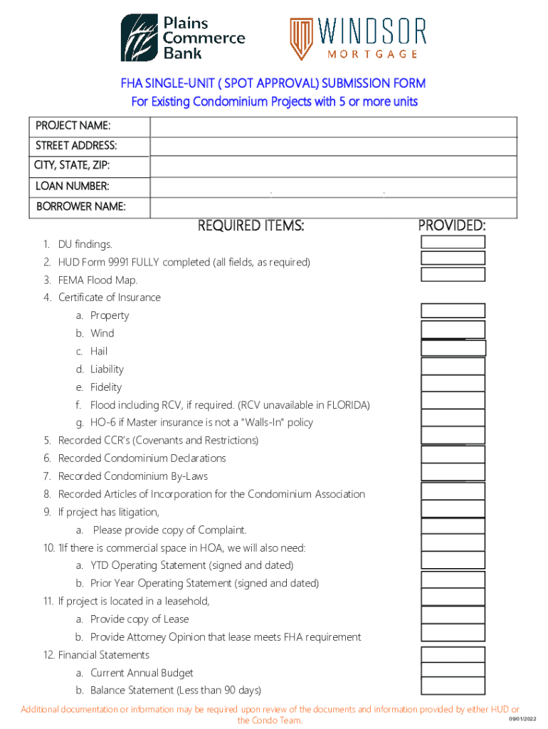 Fillable Online FHA Single Unit Approval. WND SUA FORM Fax Email Print ...
