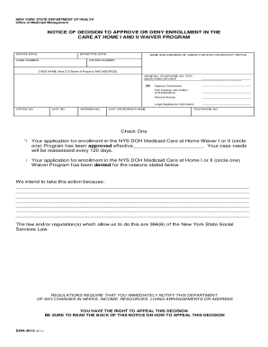 Fillable Online NOTICE OF DECISION TO APPROVE OR DENY ENROLLMENT IN THE ...