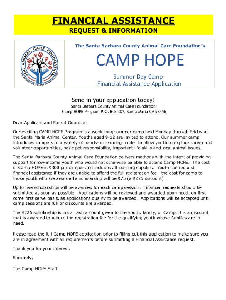 Fillable Online Financial Assistance Request Form Template Fax Email ...