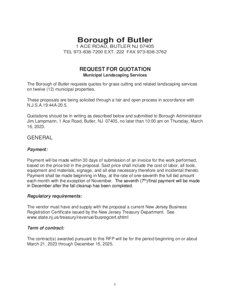 Fillable Online Service Request Form - Butler, NJ Fax Email Print ...