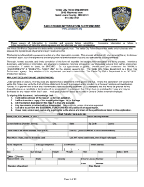 Fillable Online Background Investigation Questionnaire-Form 1160.03A ...