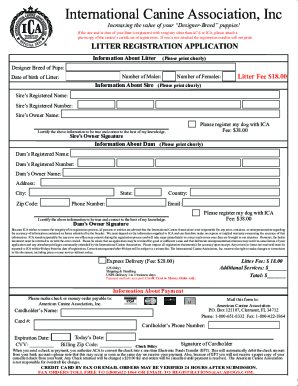 Fillable Online Printable ica dog registration forms: Fill out & sign ...