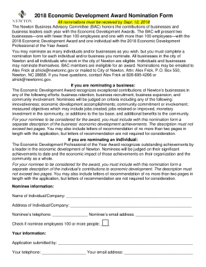 Fillable Online 2018 Economic Development Award Nomination Form Fax ...