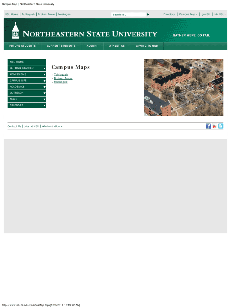 Fillable Online hlc nsuok Campus MapNortheastern State University Fax ...