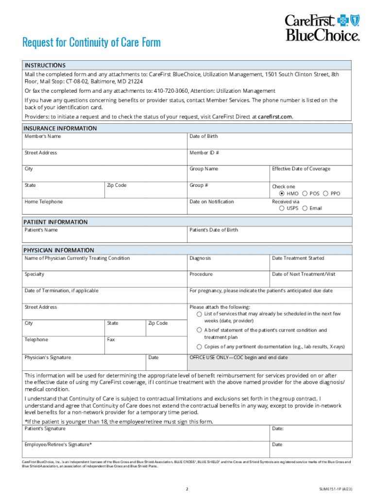 Fillable Online Continuity of Care Instructions. Continuity of Care ...
